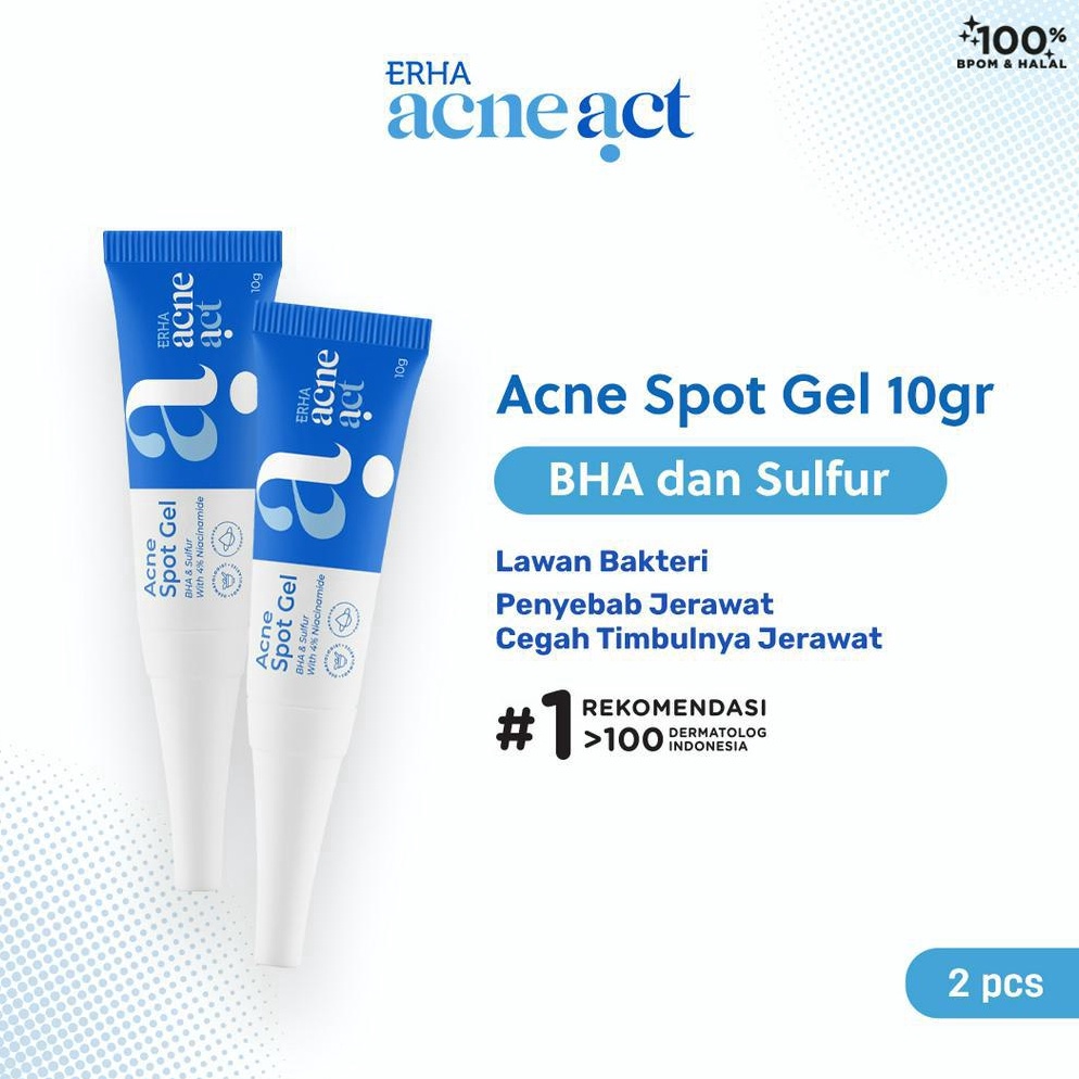 Jual ERHA Twinpack Acneact BHA Sulphur Acne Spot Gel 1g Bundle Obat ...