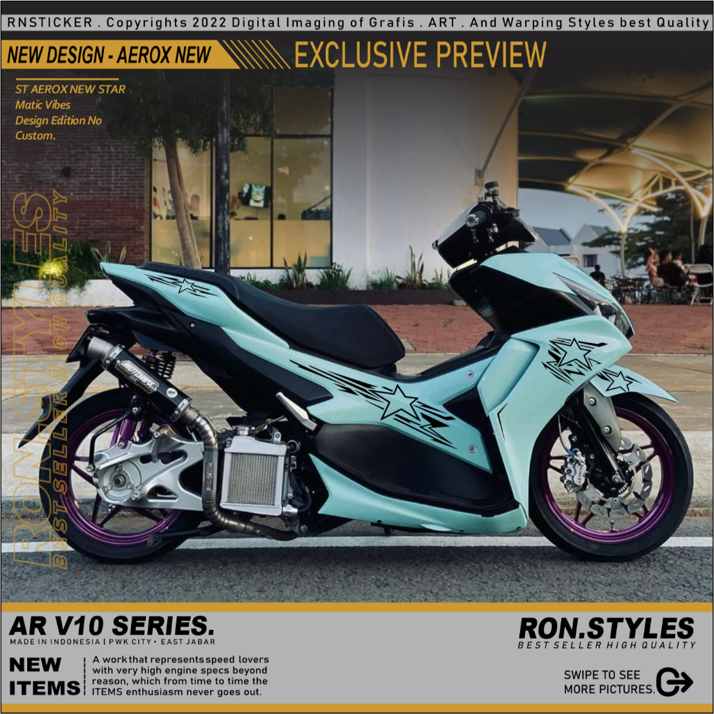 Jual ARV10 Cutting Stiker Striping Variasi Aerox New 155 2021-2024 NVX ...