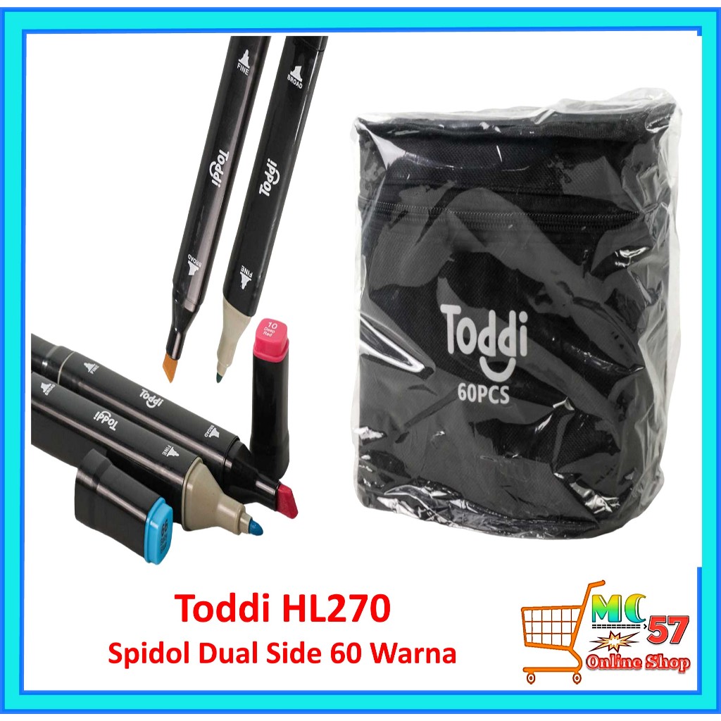 Jual Toddi HL270 - Toddi Set Spidol Seni 60 Warna Sketsa Berkepala ...