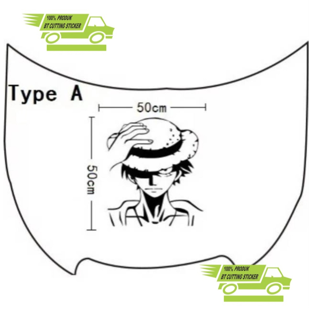 Jual Sticker one piece sticker kap mobil Aksesoris sticker mobil ...