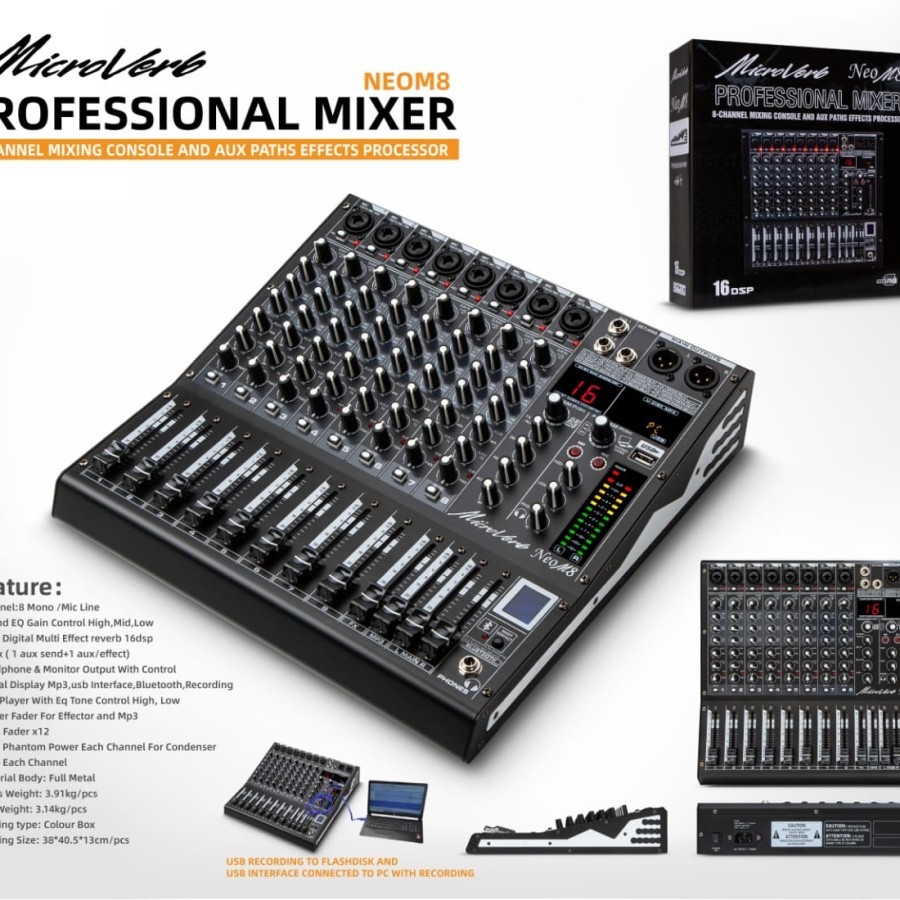Jual MIXER 8 CHANNEL MICROVERB NEOM8 BARU SUPPORTS PC | Shopee Indonesia