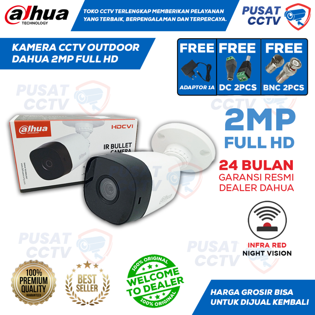 Jual Camera AHD 2Mp Indoor / Outdoor DAHUA COOPER SERIES 2.0MP HAC-T1A21P / HAC-B1A21P Original ...