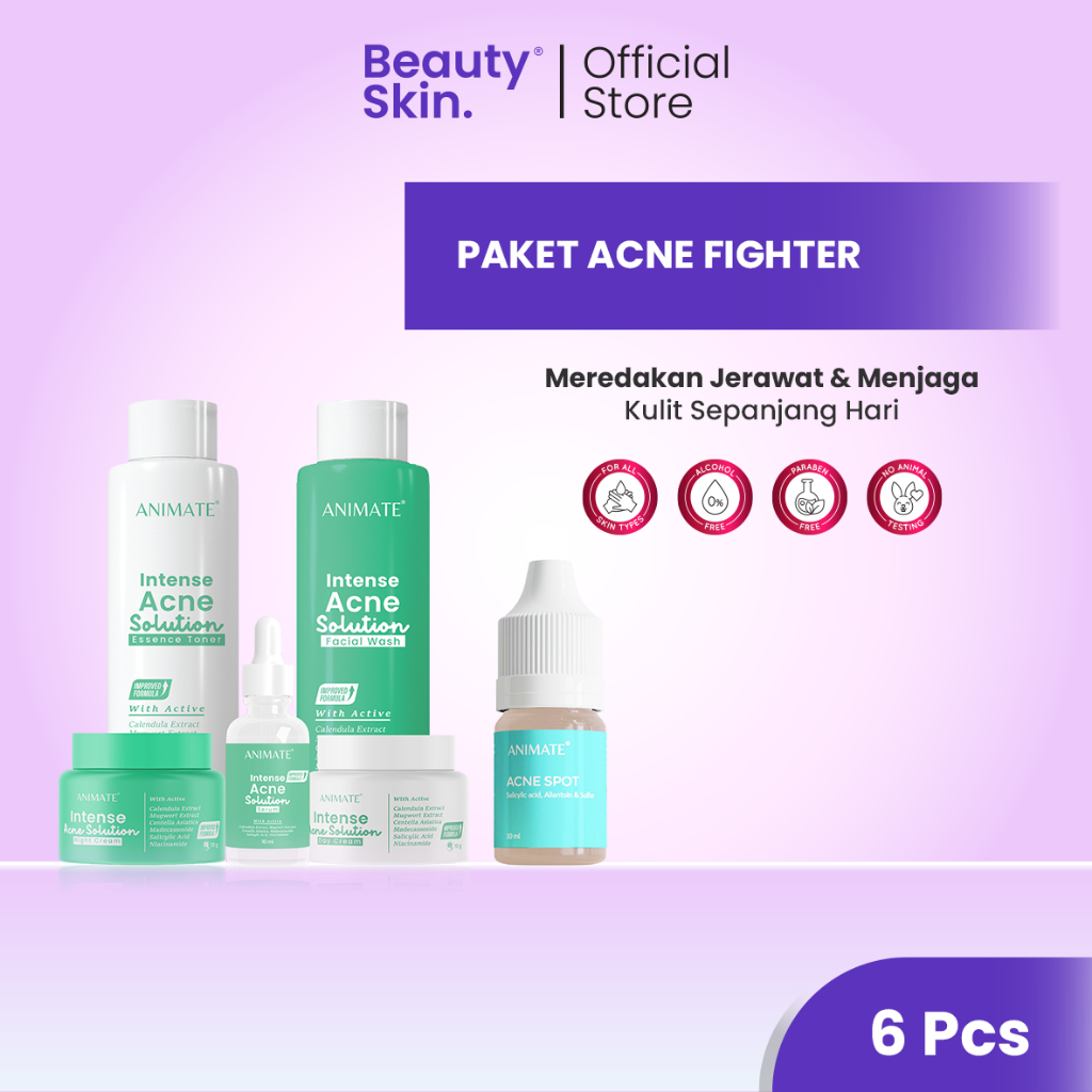 Jual PAKET ACNE FIGHTER (Animate Intense Acne Solution Series 5in1 ...