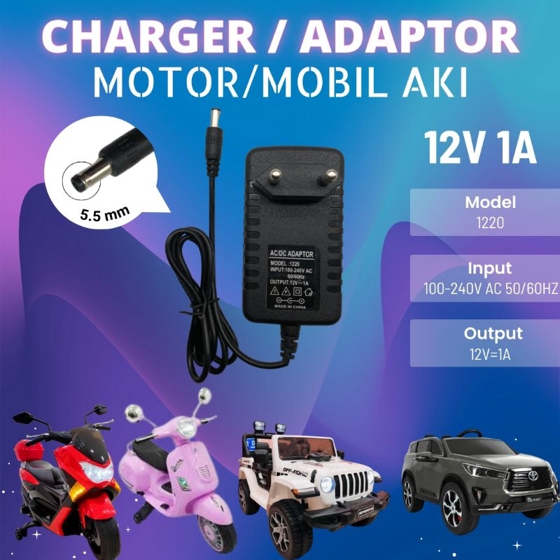 Jual [ COD ] Adaptor Adapter Charger 12Volt 1A / 12V 1A Cas Cassan ...