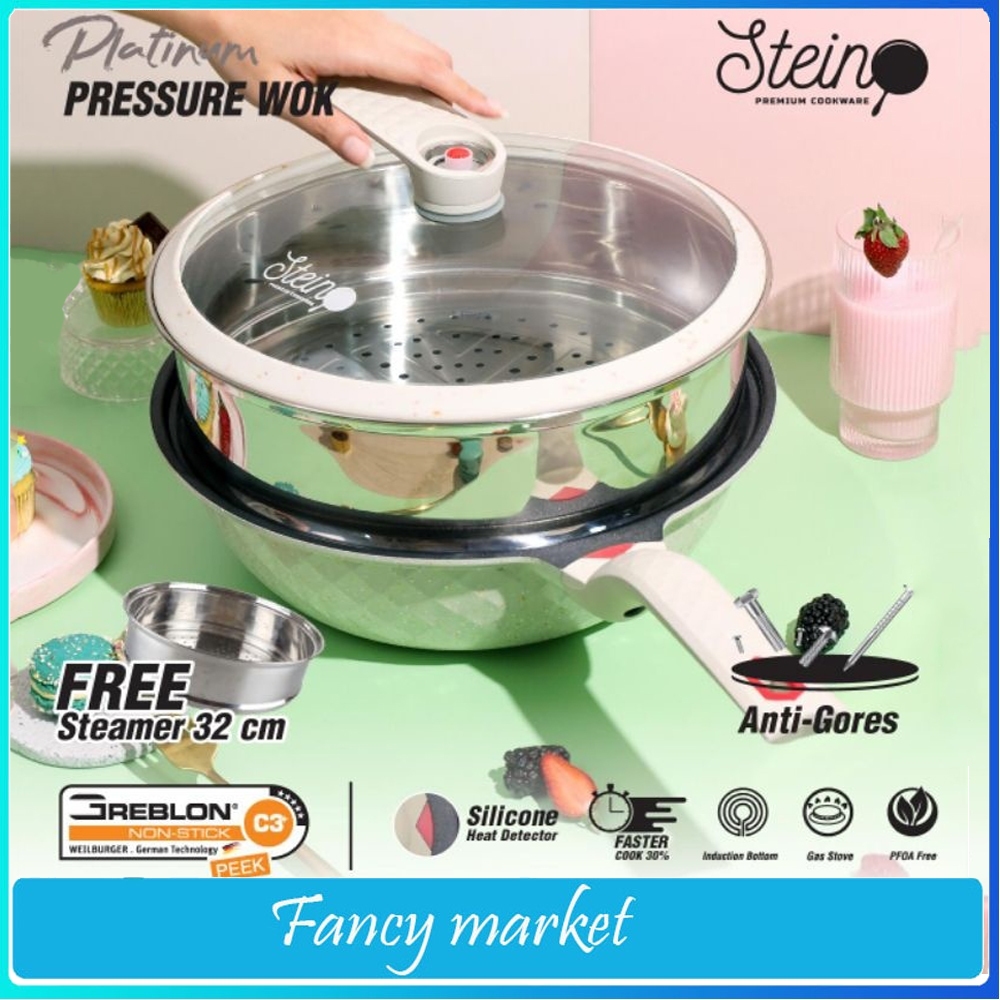Jual STEIN Pressure Cooker/STEIN Cookware Wok Platinum /STEIN Presto Kualitas Premium | Shopee ...