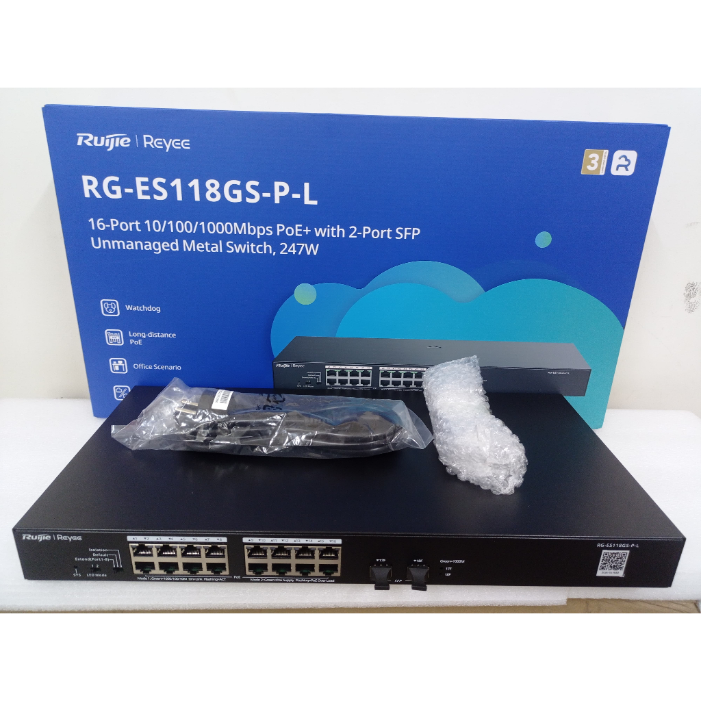 Jual Ruijie Reyee RG-ES118GS-P-L, 18-Port 10/100/1000 Mbps Unmanaged PoE Switch | Shopee Indonesia