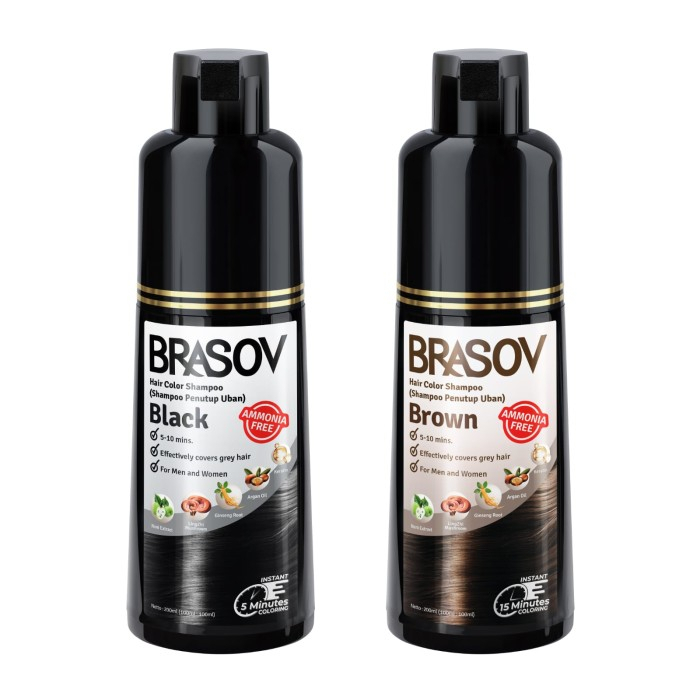 Jual BRASOV Hair Color Shampoo 200ml Botol / Shampoo Pewarna Rambut ...