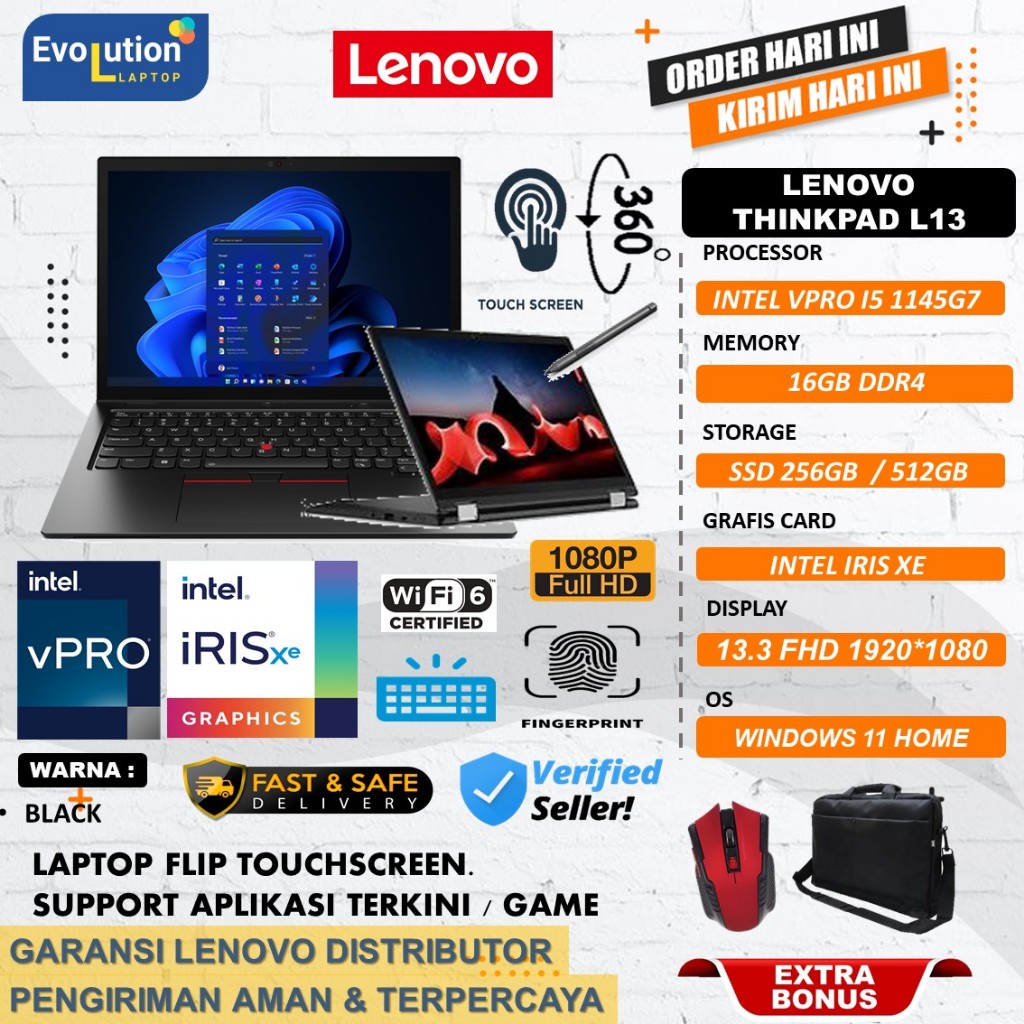 Jual Laptop Slim Lenovo Thinkpad L13 Yoga Intel Core i5 1265G7 RAM 16GB ...