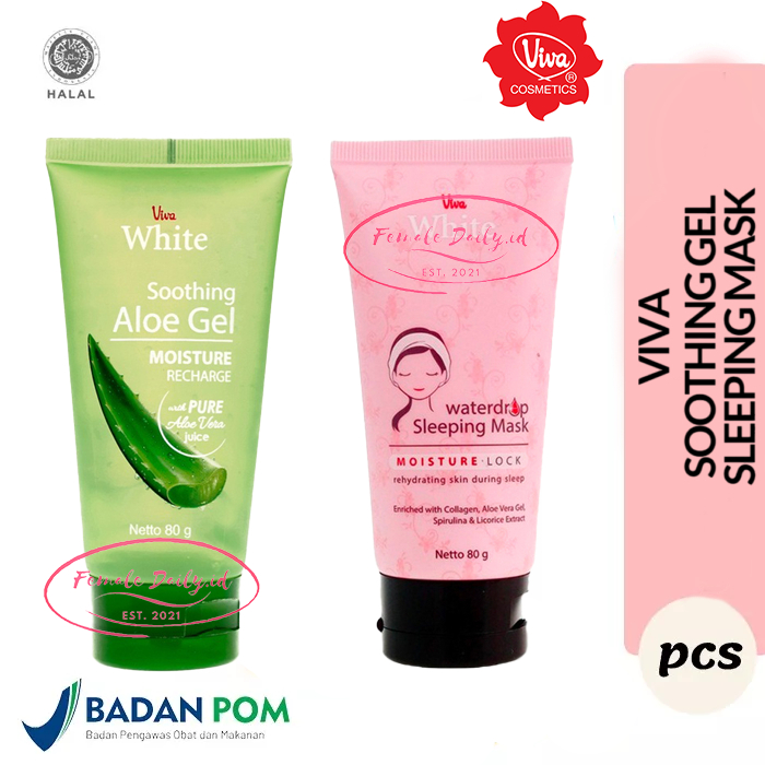 Jual Viva White Waterdrop Sleeping Mask and Soothing Aloe Gel with ...