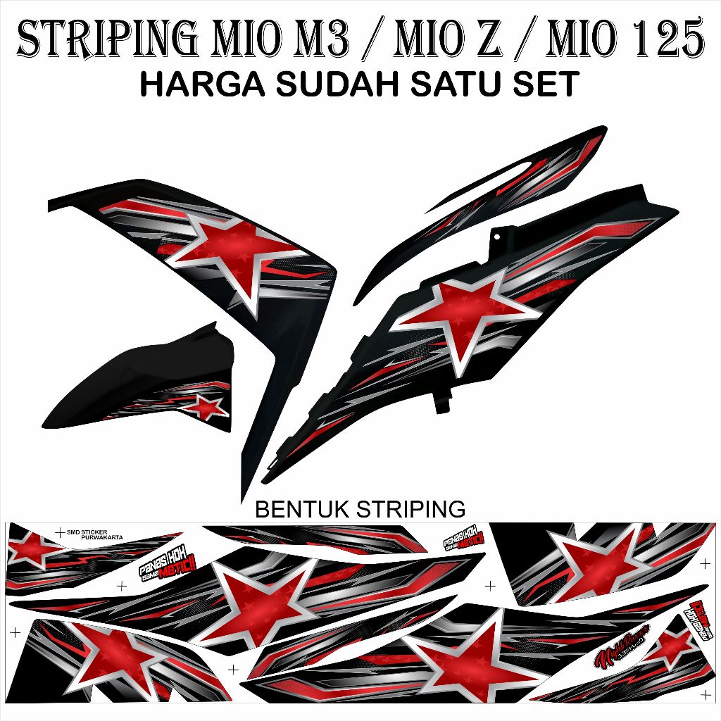 Jual STRIPING VARIASI STICKER YAMAHA MIO M3 / MIO Z / MIO 125 MOTIF ...