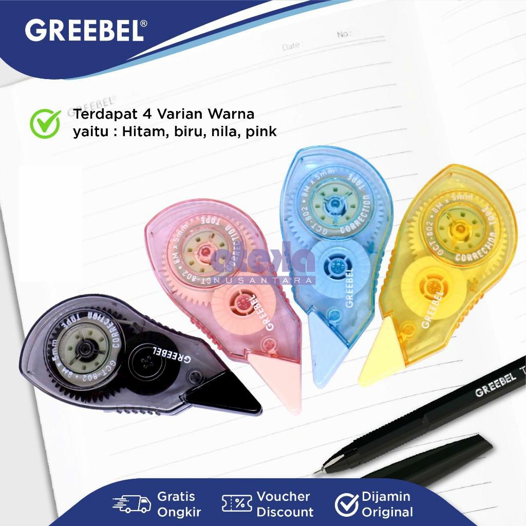 Jual GREEBEL CORRECTION TAPE GCT-802 - tipex pita | Shopee Indonesia