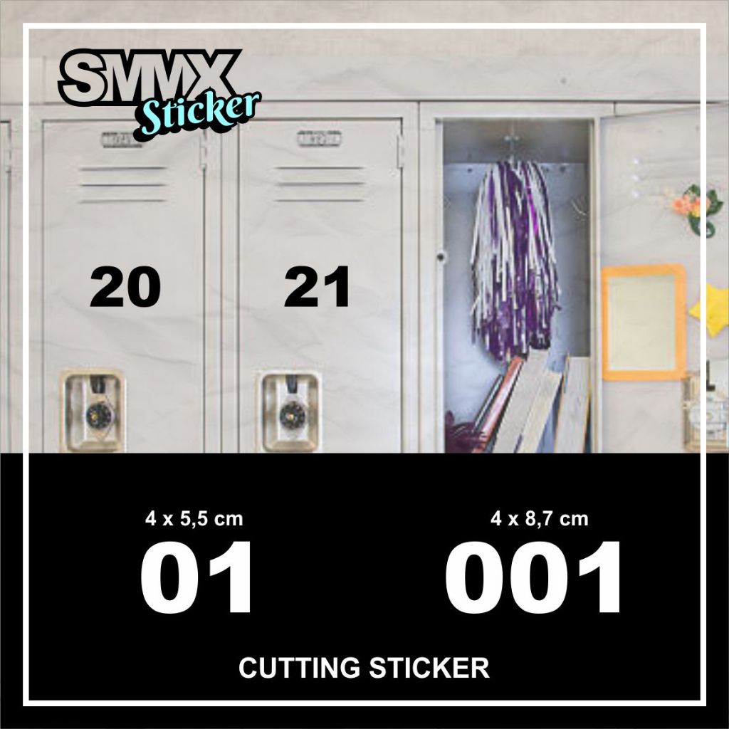 Jual Cutting Stiker Angka Nomor untuk Locker Kantor Meja Lemari buku ...