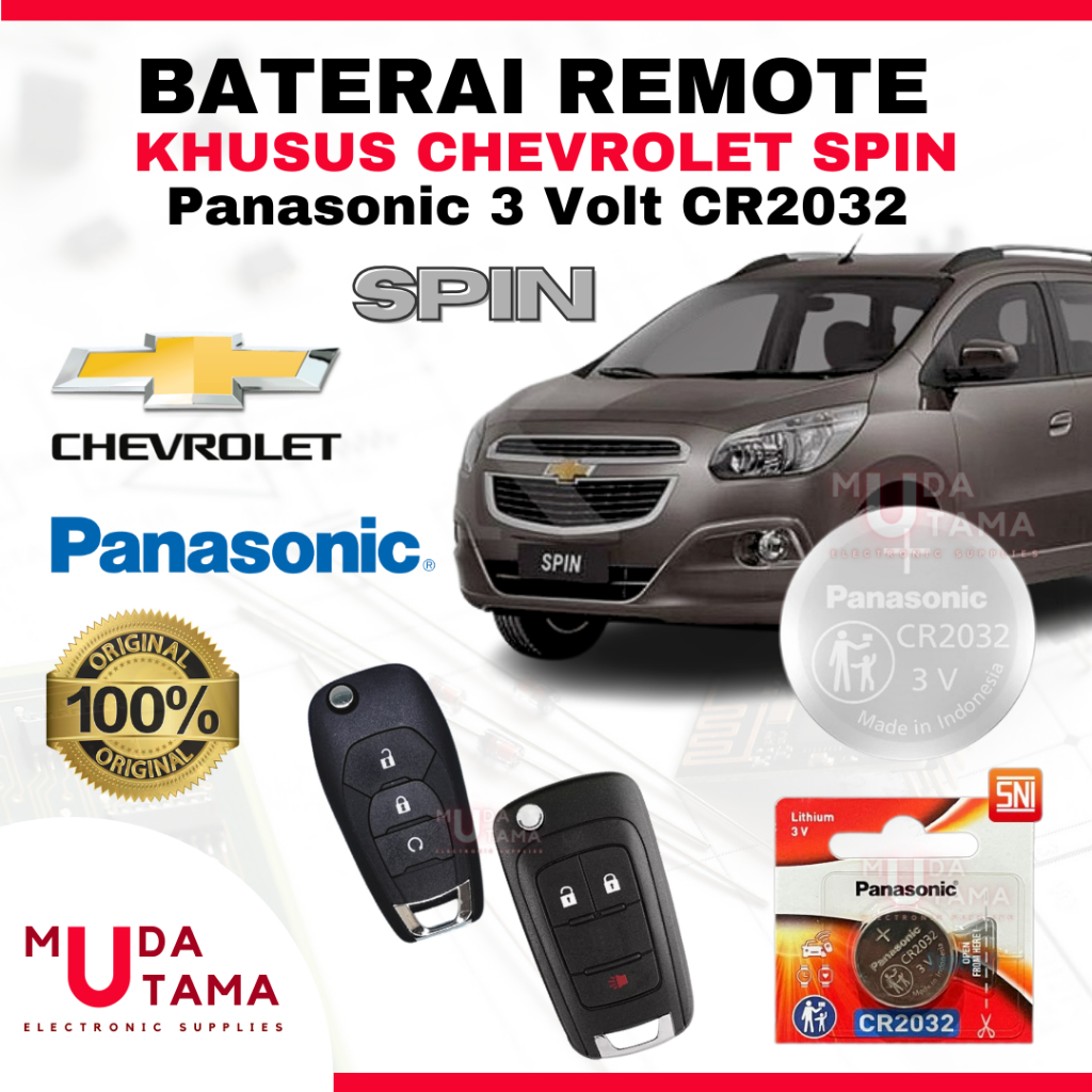 Jual BATERAI REMOTE CHEVROLET SPIN ORIGINAL PANASONIC CR2032 - BATTERY ...