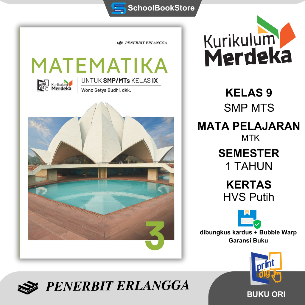 Jual Erlangga Buku Paket Matematika Mtk SMP MTS Kelas 3 9 Kurikulum Merdeka | Shopee Indonesia