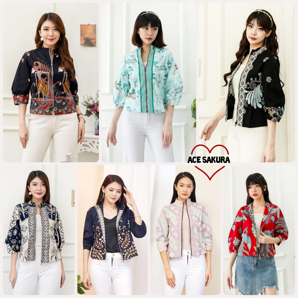 Jual BLOUSE JAKET BOMBER FAIRA BATIK 108 MODERN ATASAN WANITA KERJA ...