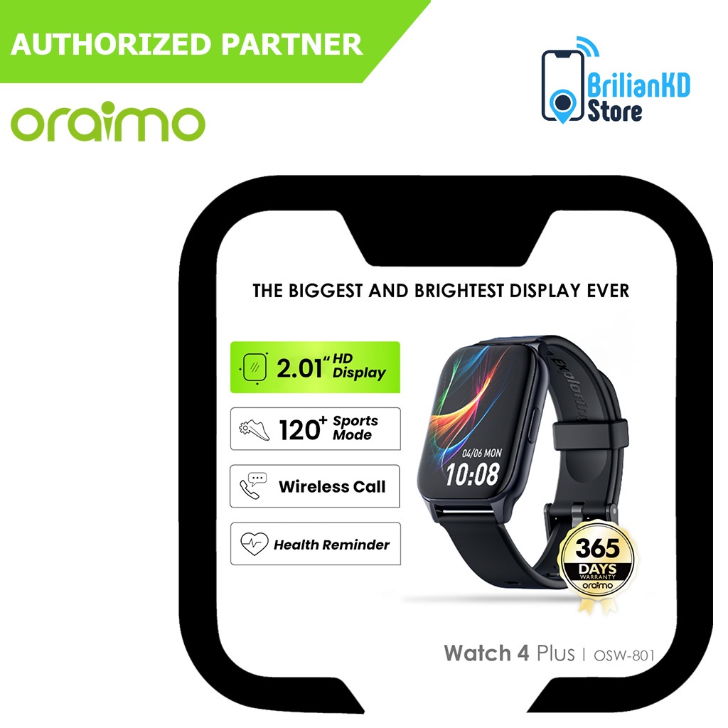 Jual Oraimo Watch 4 Plus OSW-801 Smartwatch 2.01'' Large Screen Jam ...