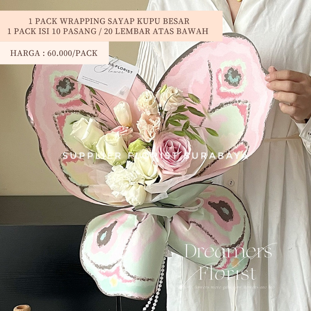 Jual [1 PACK ISI 10 SET / 20 LEMBAR ATAS BAWAH] KERTAS KUPU KUPU WRAP ...