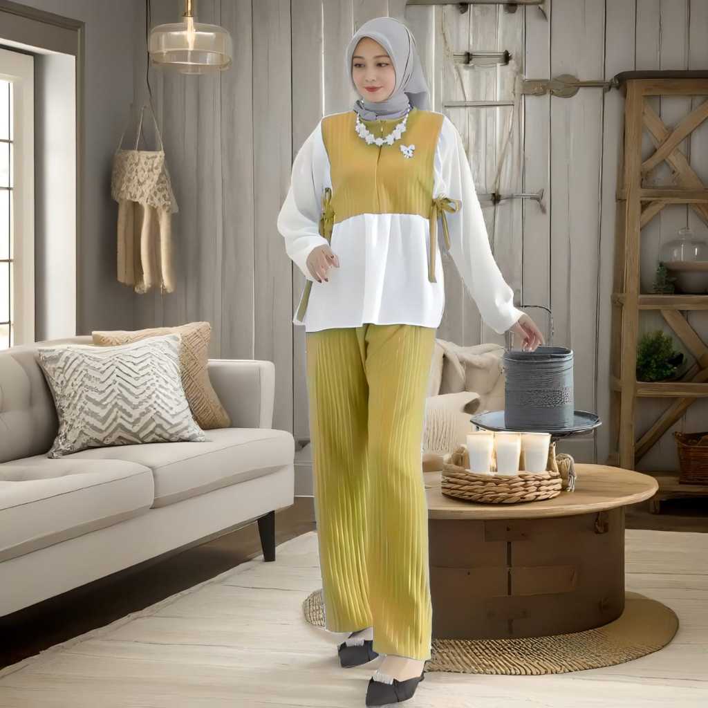 Jual FEIRO ONESET SETELAN KNIT HORNET SETCEL WANITA TERBARU FEIRO BAHAN CRINKLE MIX KNIT PREMIUM ...