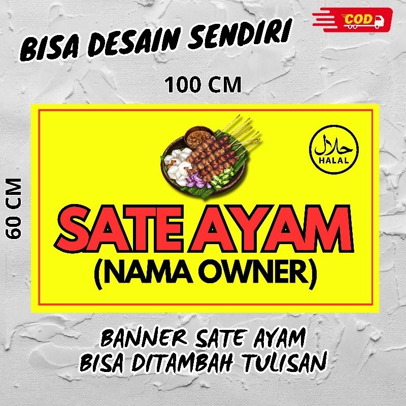 Jual BANNER SATE AYAM BANNER CUSTOM BANNER JUALAN MMT BANNER MAKANAN ...