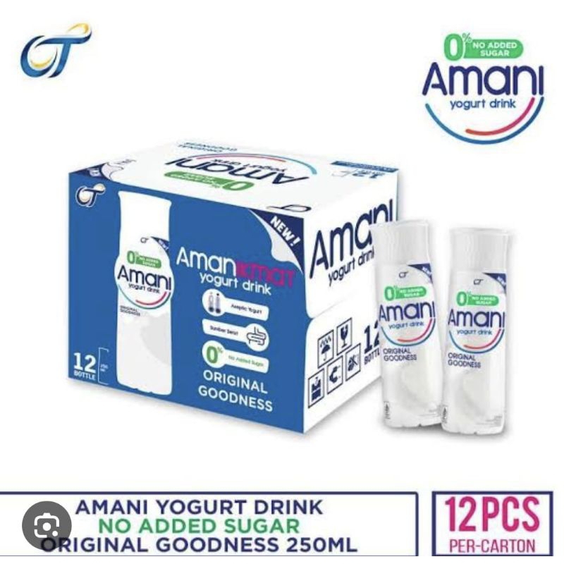 Jual 1 DUS AMANI YOGURT DRINK ORIGINAL NO ADDED SUGAR 250ml | Shopee Indonesia