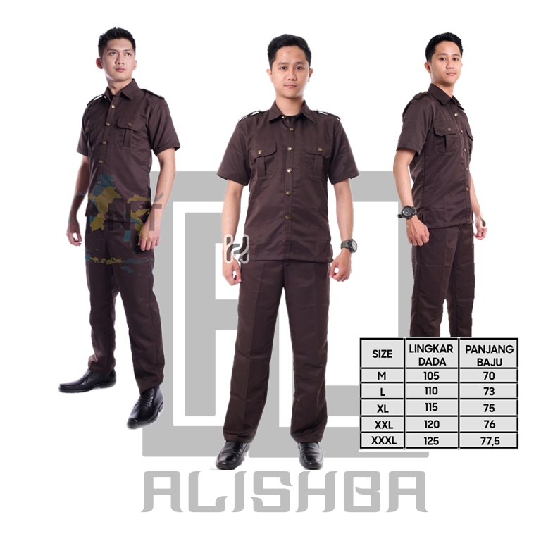 Jual Setelan Seragam Safari Security Coklat Hitam Seragam Driver ...