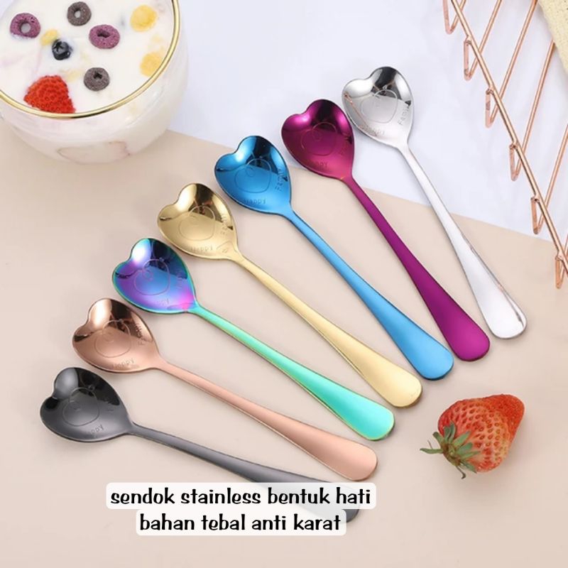 Jual SENDOK KOREAN LOVE SPOON AESTHETIC/SENDOK HATI STAINLESS COLORFUL ...