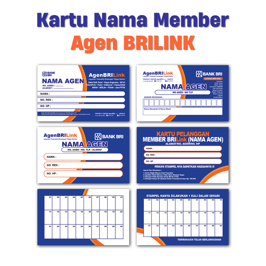 Jual R049 Kartu Nama Member Agen BRILINK - Kartu Pelanggan BRILINK NEW ...