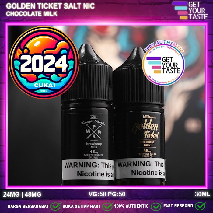 Jual Liquid Golden Ticket Chocolate Milk Salt Nic 30ML Saltnic Original ...