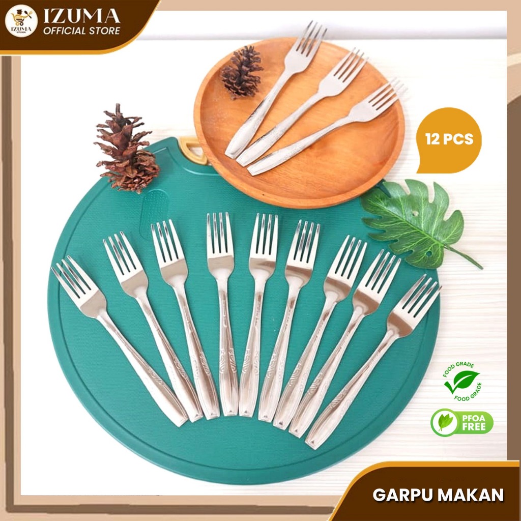 Jual IZUMA Garpu Makan Stainless Steel Garpu set 12pcs isi 12 | Shopee ...