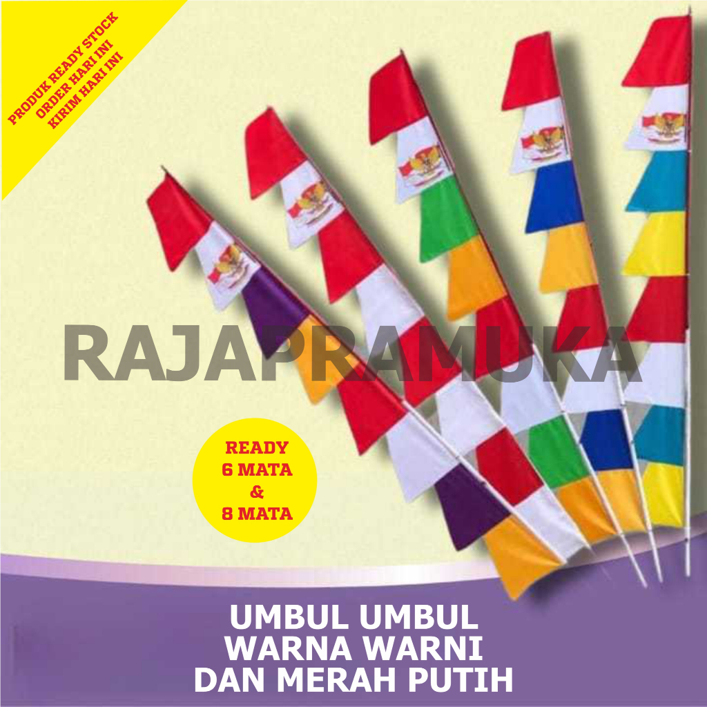 Jual BENDERA Umbul Umbul Warna Warni Merah Putih Kemerdekaan 8 Daun 6 Daun | Shopee Indonesia