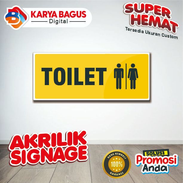 Jual Akrilik Signage Rambu Ukuran 30cm x 10cm "Toilet" Custom Ukuran ...