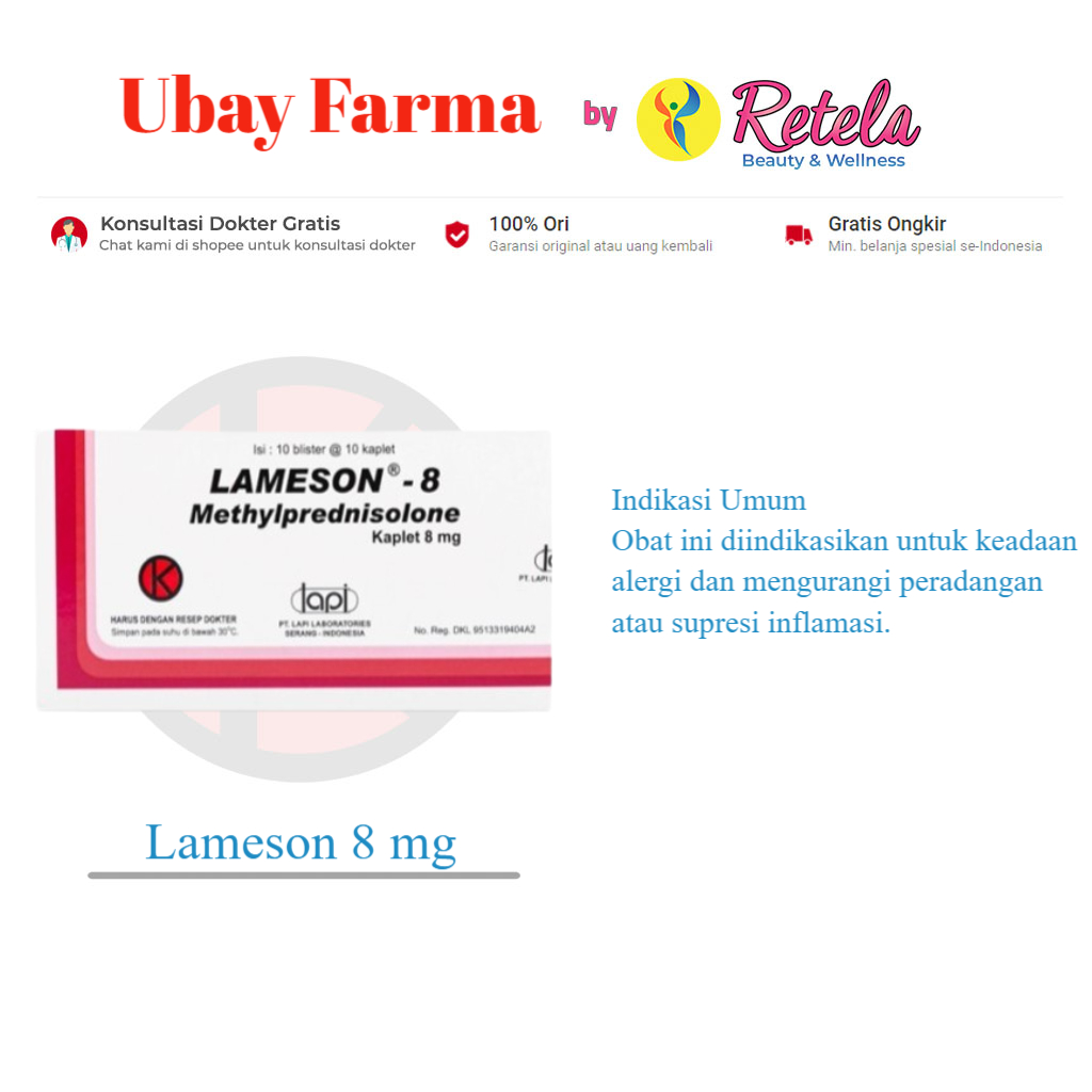 Jual Lameson 8 mg 10 Tablet / Methylprednisolon / Radang / Anti ...