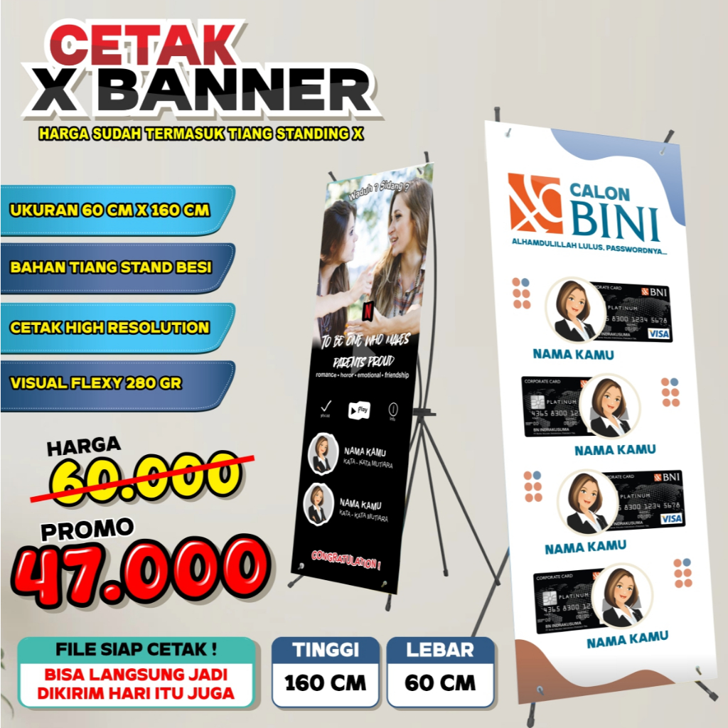 Jual CETAK X BANNER + STANDING / BANNER WISUDA / BANNER SIDANG / BANNER ...