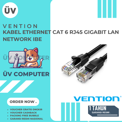 Jual Vention Kabel Lan Ethernet RJ45 Cat6 Cat 6 Gigabit 1Gbps UTP IBE ...