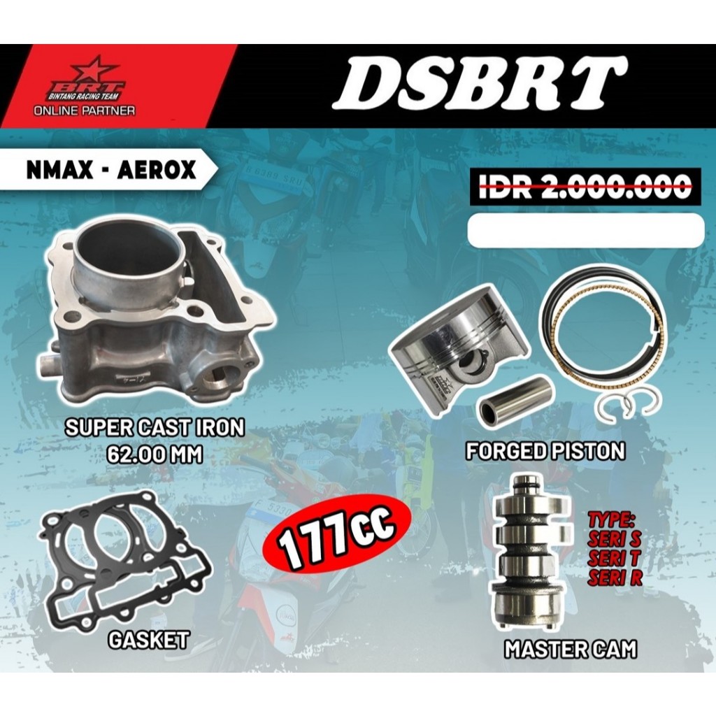 Jual Paket Bore Up Touring BRT NMAX AEROX LEXI WR 155 R15 VVA MT 15 XSR ...