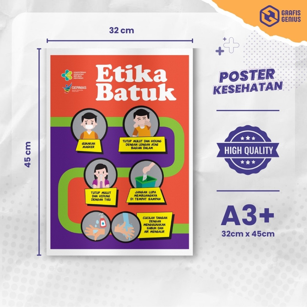Jual Poster Kesehatan Etika Batuk A3+ | Shopee Indonesia