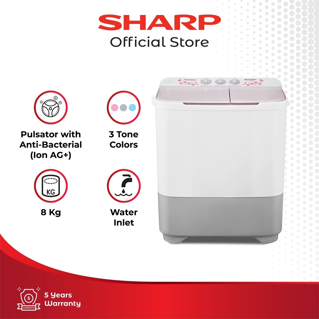 Jual MESIN CUCI SHARP 9 KG EST 90 MW 2 TABUNG 9KG EST90MW EST90 90MW ES ...