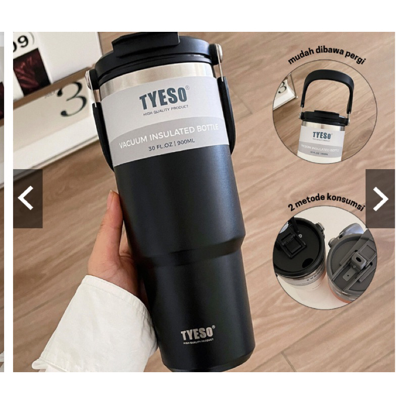 Jual TYESO TUMBLER STAINLESS KOPI CUP HIGH QUALITY VACUUM INSULATED 900 ML ORIGINAL | Shopee ...