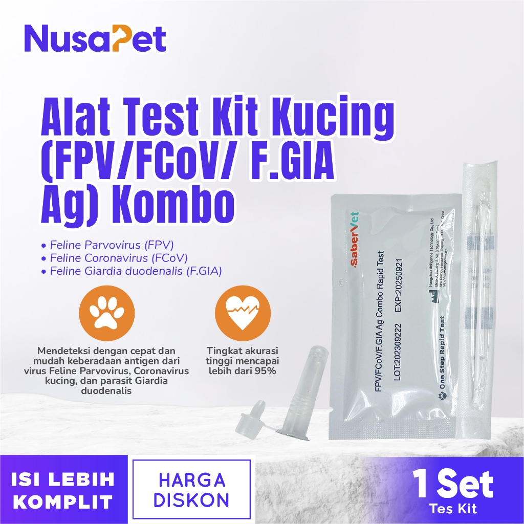 Jual Alat Test Kit Kucing (FPV/FCoV/F.GIA Ag) - Tes Kombo Kucing (1 Pcs ...