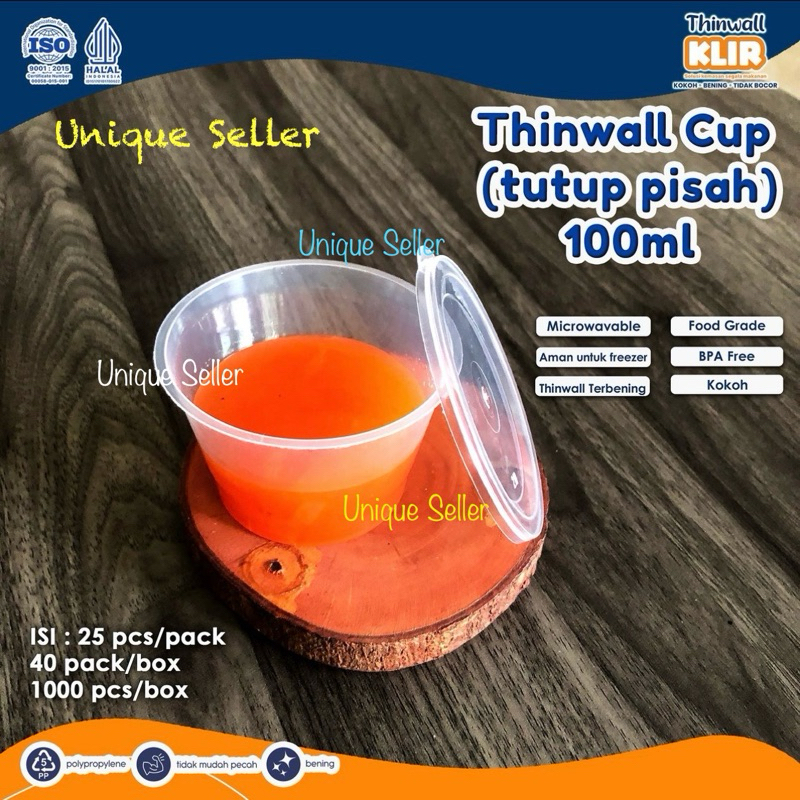 Jual Thinwall Cup 25ml 35ml 60ml isi 50 set & 100ml 150ml isi 25 set KLIR / Thinwall Sauce Cup ...