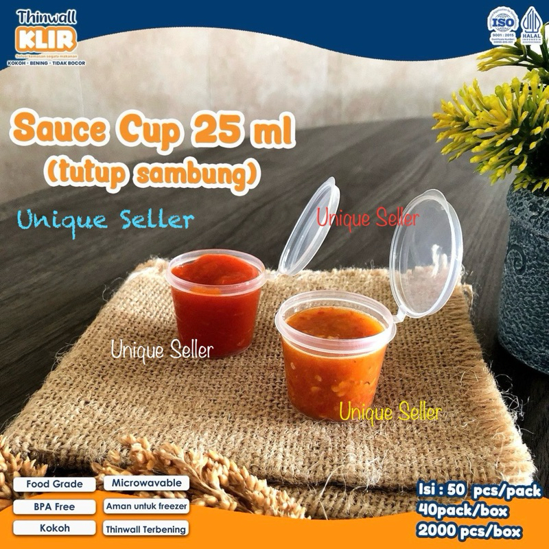 Jual Thinwall Cup 25ml 35ml 60ml isi 50 set & 100ml 150ml isi 25 set KLIR / Thinwall Sauce Cup ...