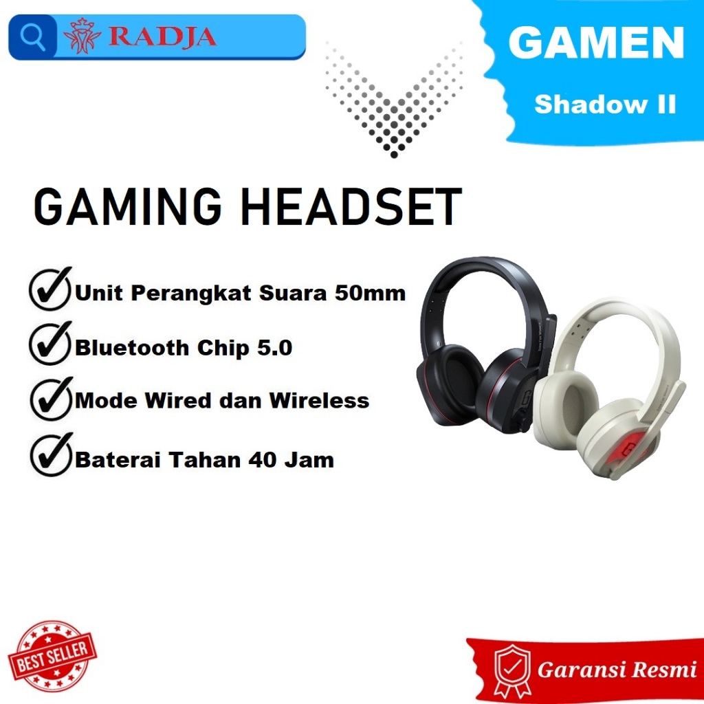 Jual Headset Bluetooth Gamen Shadow II Wired Wireless Pro Gaming ...