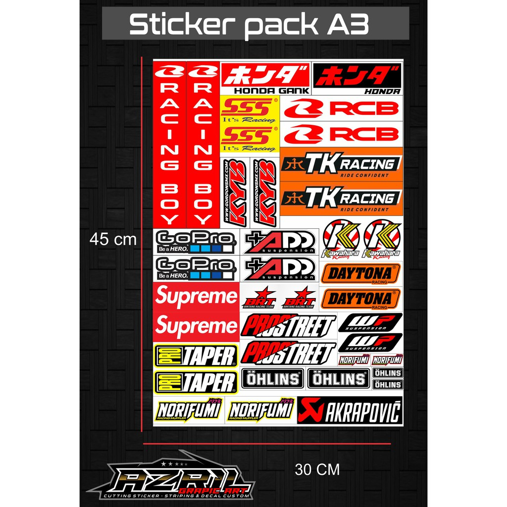 Jual Sticker STIKER pack RGB KYB GOPRO TK RACING PROSTREET DAYTONA ...