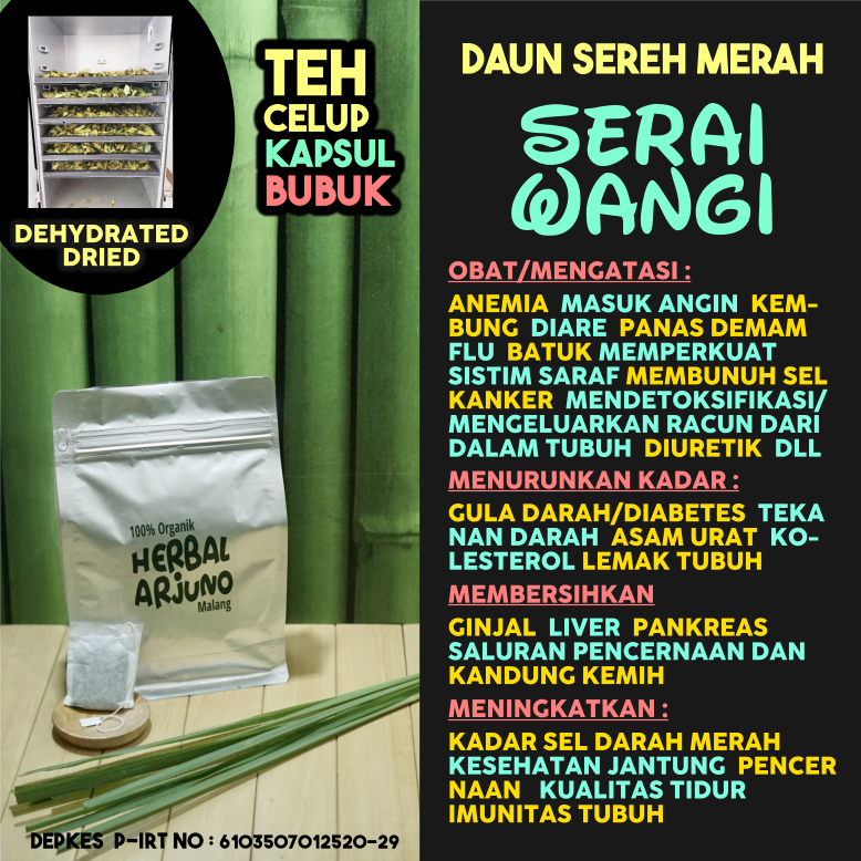 Jual Dehydrated Dried Teh Celup Kapsul & Bubuk Daun Serai Sereh Merah ...