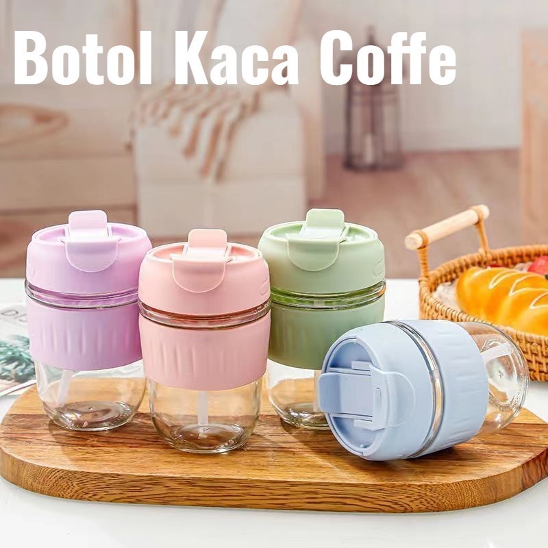 Jual Tumbler gelas kaca/gelas kaca 350ml/tumbler gelas 2in/free sedotan dan box/tumbler gelas ...