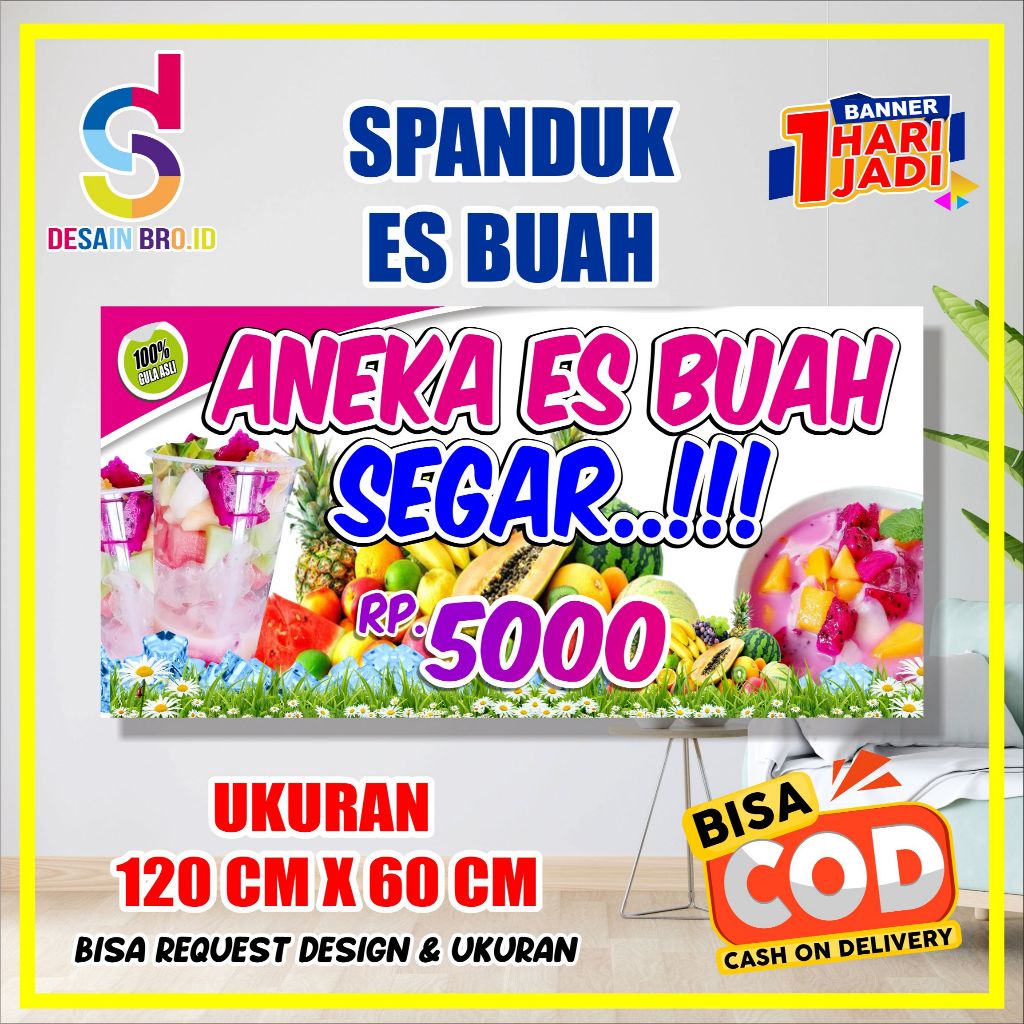 Jual SPANDUK/BANNER ES BUAH ( BISA CUSTOM ) UKURAN 120X60 CM | Shopee ...