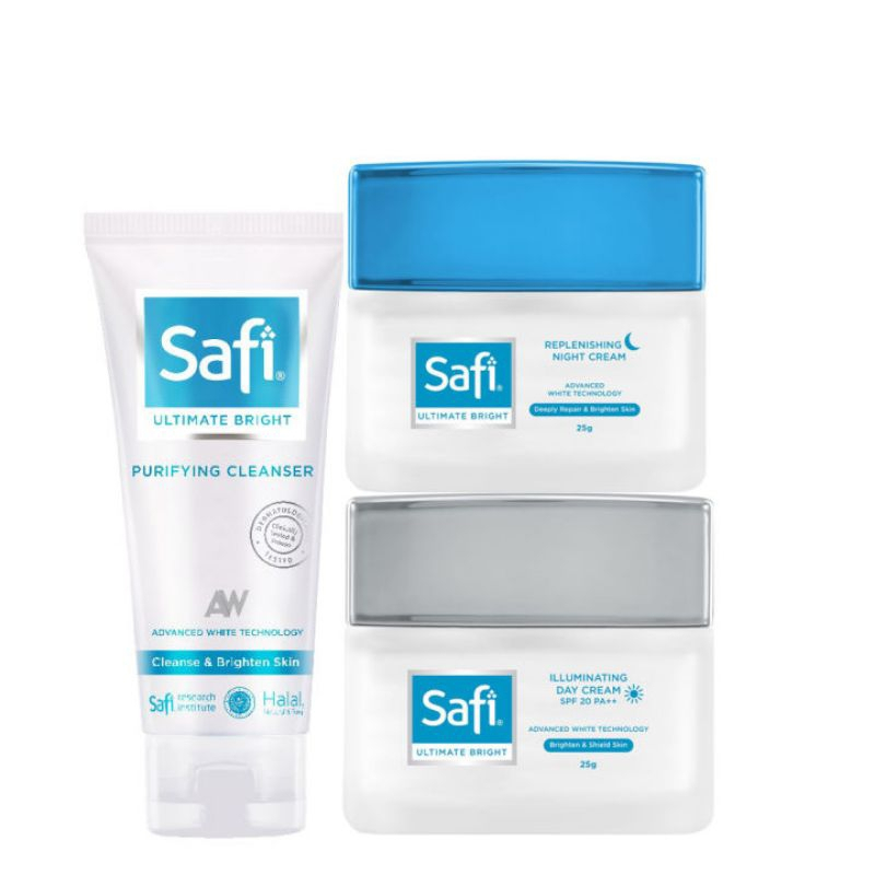Jual Safi paket ultimate bright 3 pcs (cleanser 50ml, day & night 25gr) | Shopee Indonesia