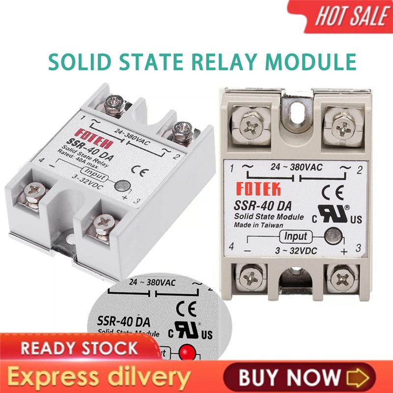 Jual 3V-32V Dc To Ac 24V-380V 40A 250V Ssr-40 Da Solid State Relay Module 3-25Ma Led | Shopee ...