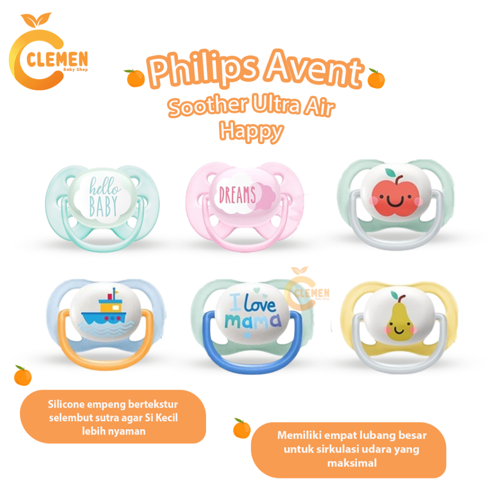 Jual Philips Avent Soother Ultra Air Happy (Empeng 0-6 Months) | Shopee ...