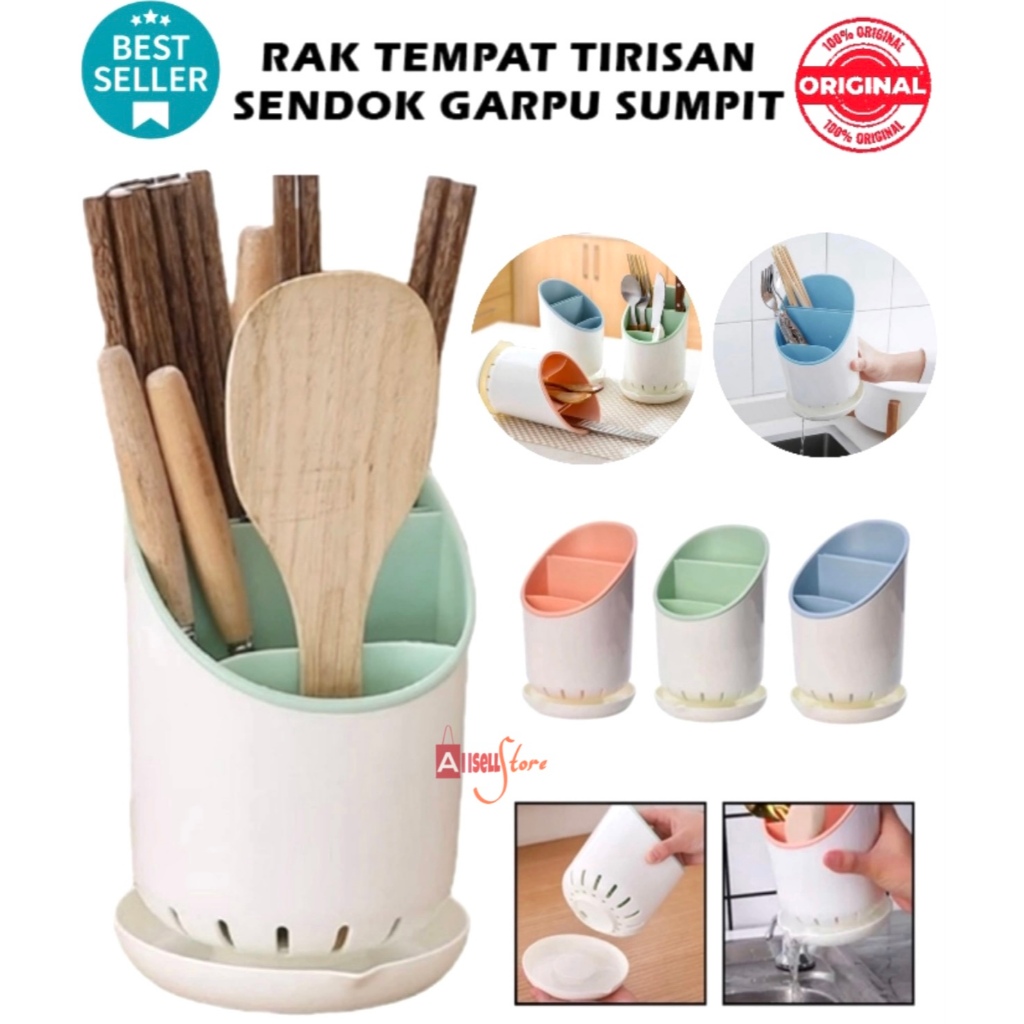 Jual (BISA COD) PROMO Tempat Sendok Garpu Sumpit Dengan Tirisan / Wadah ...
